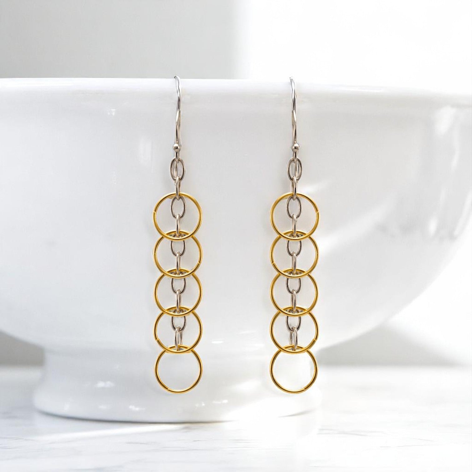 Sterling Silver Round Chain Loop Earrings for Women and Girls – Rihi by ...